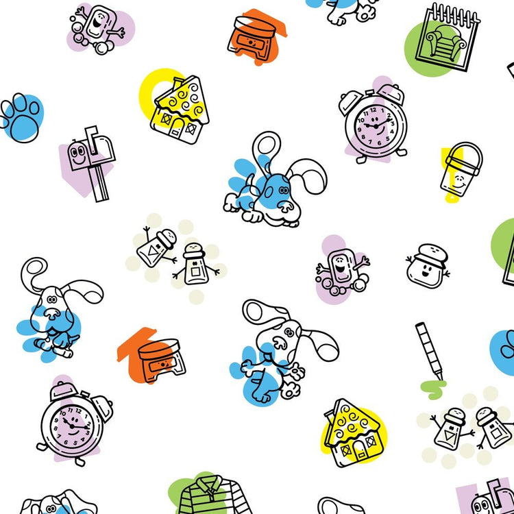 Blue's Clues Blue & Friends Pattern Kids Short Sleeve T-Shirt ...