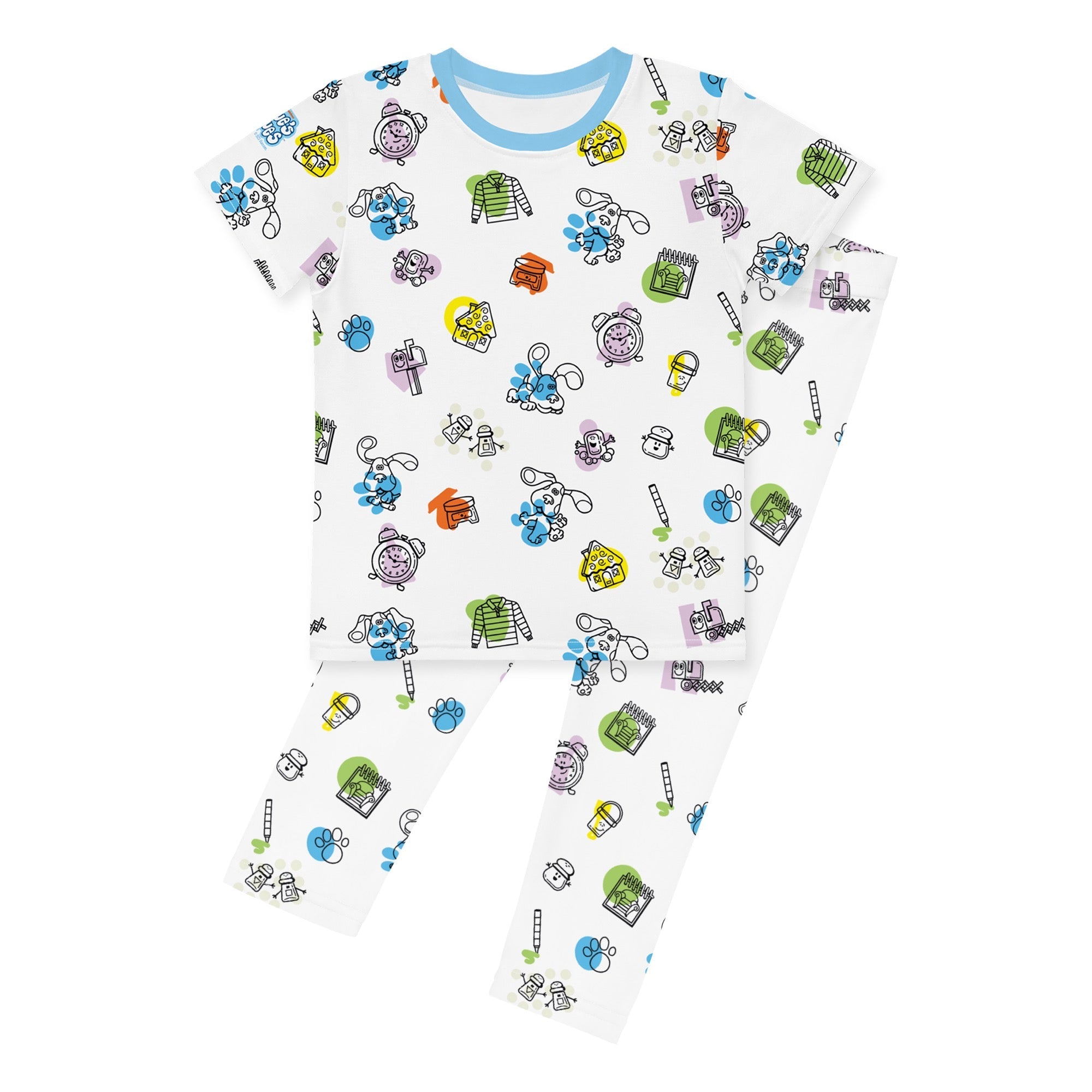 Blue's Clues Blue & Friends Pattern Kids Short Sleeve T-Shirt ...