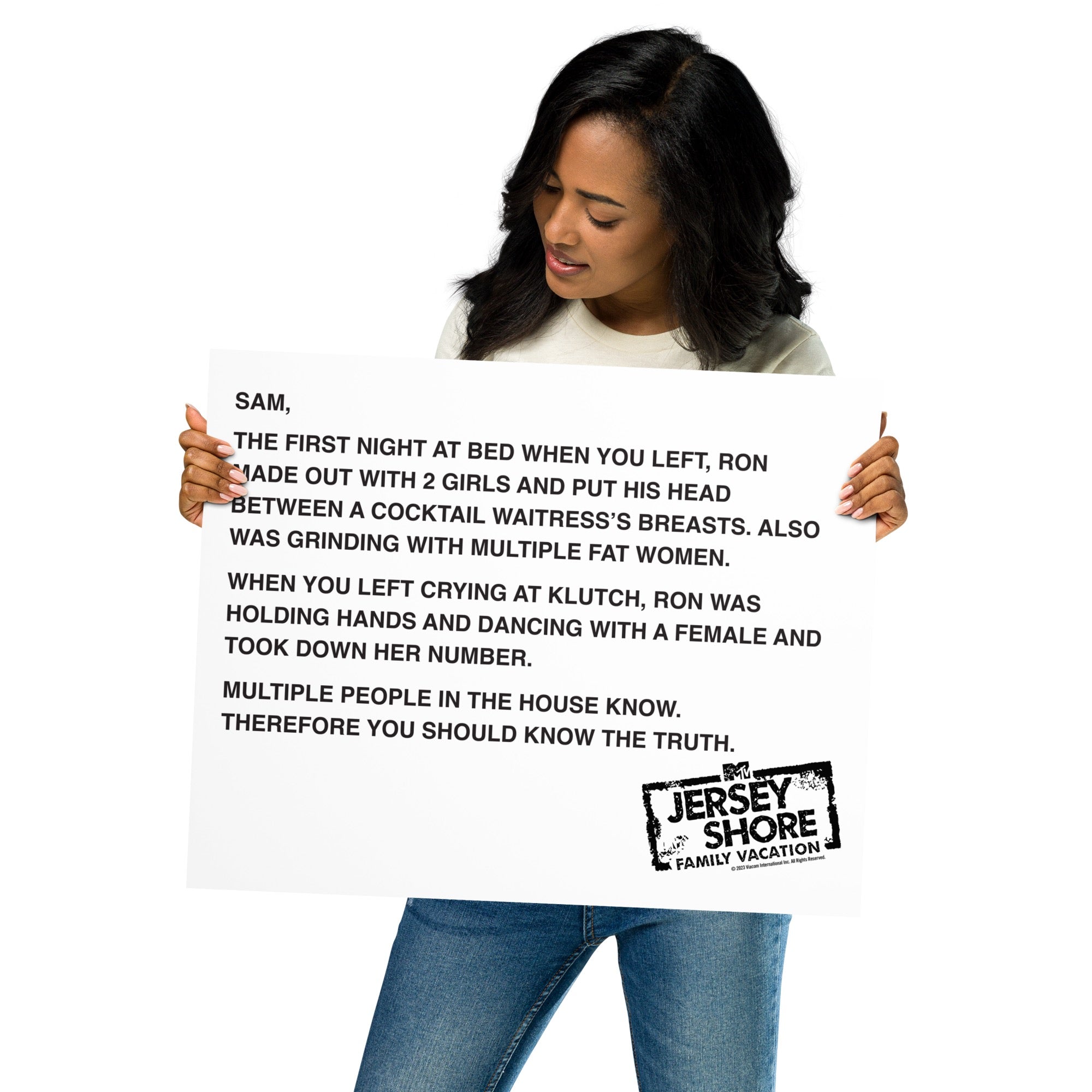 Jersey Shore Family Vacation Sam Note Poster