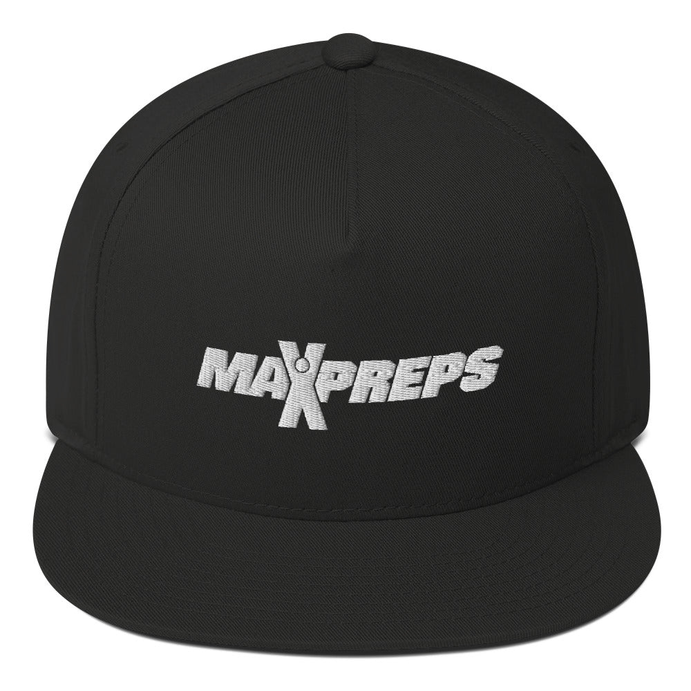 MaxPreps Logo Gorra blanca bordada de visera plana – Paramount Shop