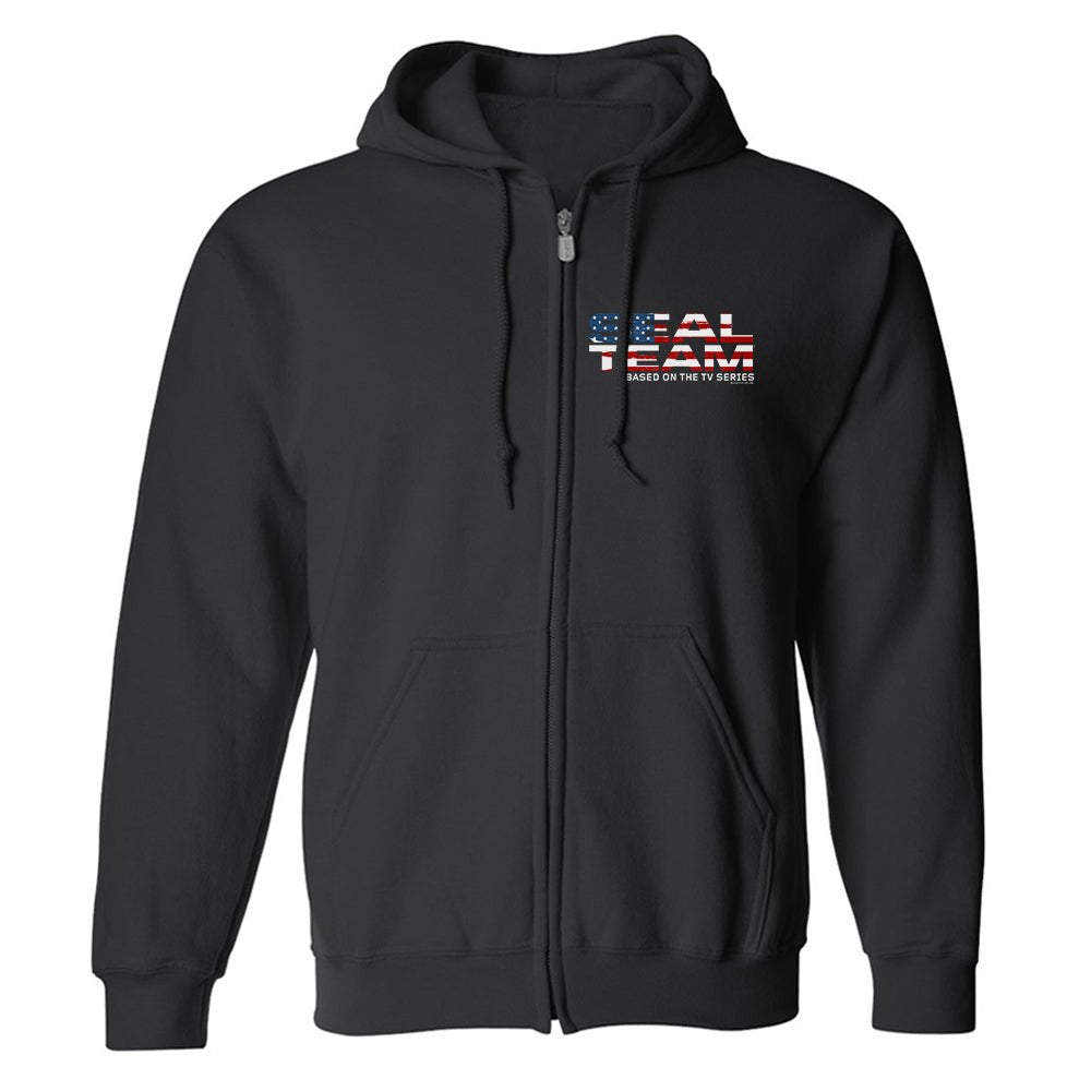 SEAL Team American Flag Logo Fleece Zip-Up Hooded Sweatshirt ...