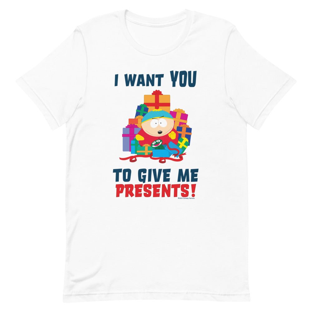 South Park Cartman donne-moi des cadeaux Unisexe T-shirt – Paramount Shop