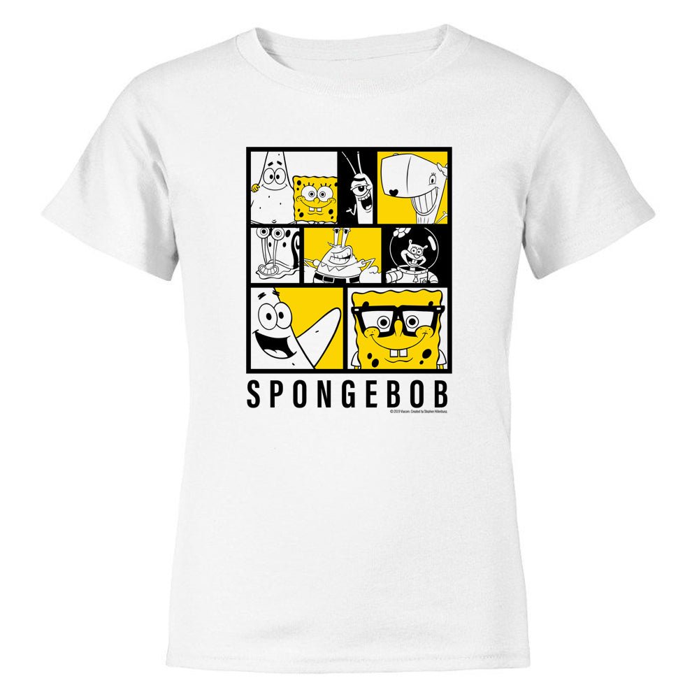 SpongeBob SquarePants Black and Yellow Characters Kids Short Sleeve T ...