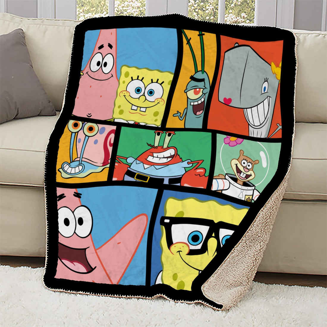 SpongeBob SquarePants Characters Grid Sherpa Blanket - 50" x 60 ...