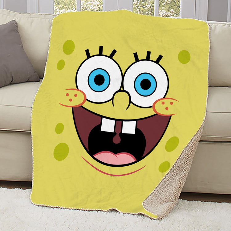 SpongeBob SquarePants Yellow Big Face Sherpa Blanket – Paramount Shop