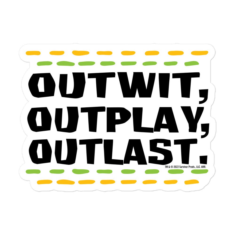 Survivor Outwit, Outplay, Outlast Lines Pegatina troquelada – Paramount ...