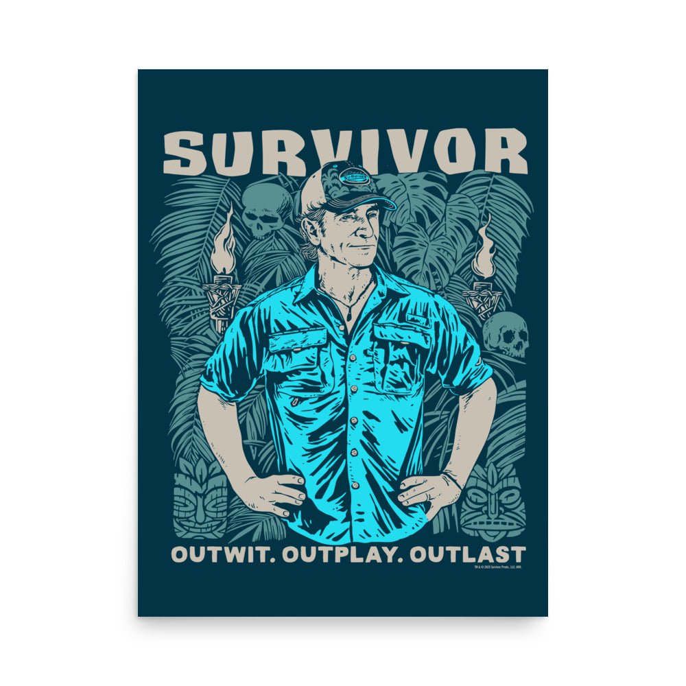 Survivor Poster Jeff Outwit. Outplay. Outlast. – Paramount Shop