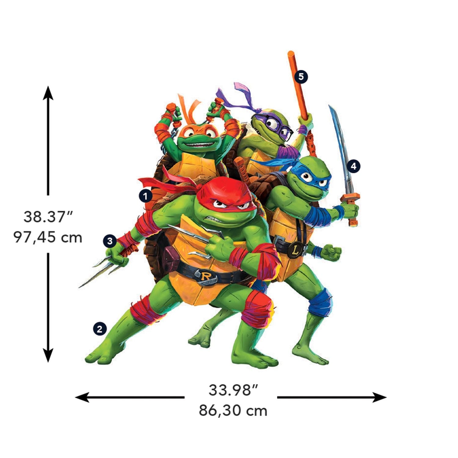 Teenage Mutant Ninja Turtles: Mutant Mayhem Group Giant Wall Decals ...