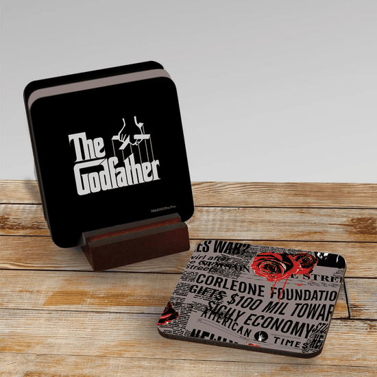 The Godfather Icons Coasters with Mahogany Holder - Set of 4 ...