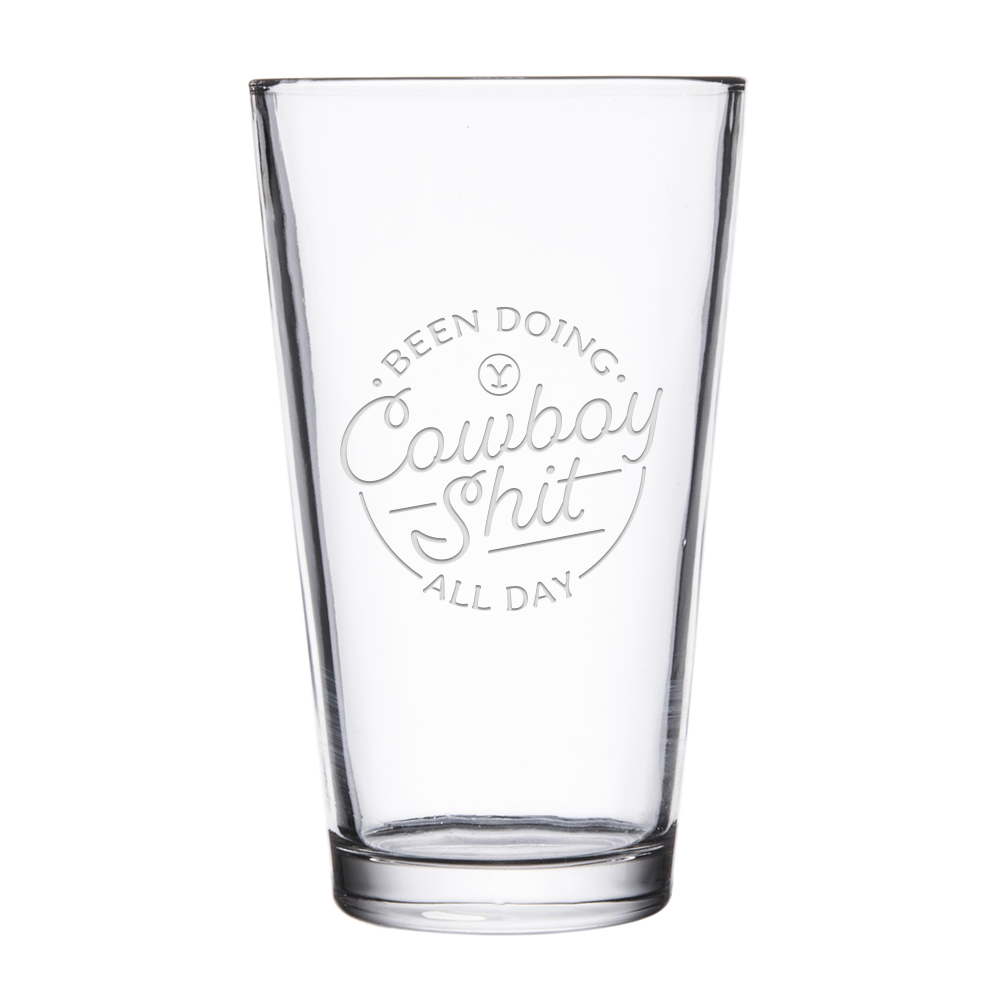 Yellowstone Cowboy lasergraviertes Pint-Glas – Paramount Shop