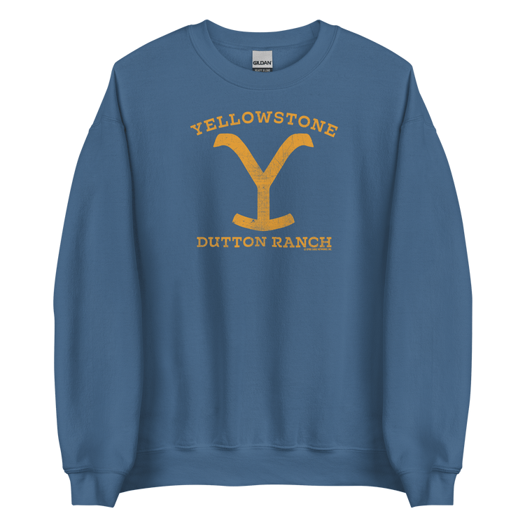 Yellowstone Dutton Ranch Distressed Logo Fleece Crewneck Sweatshirt ...