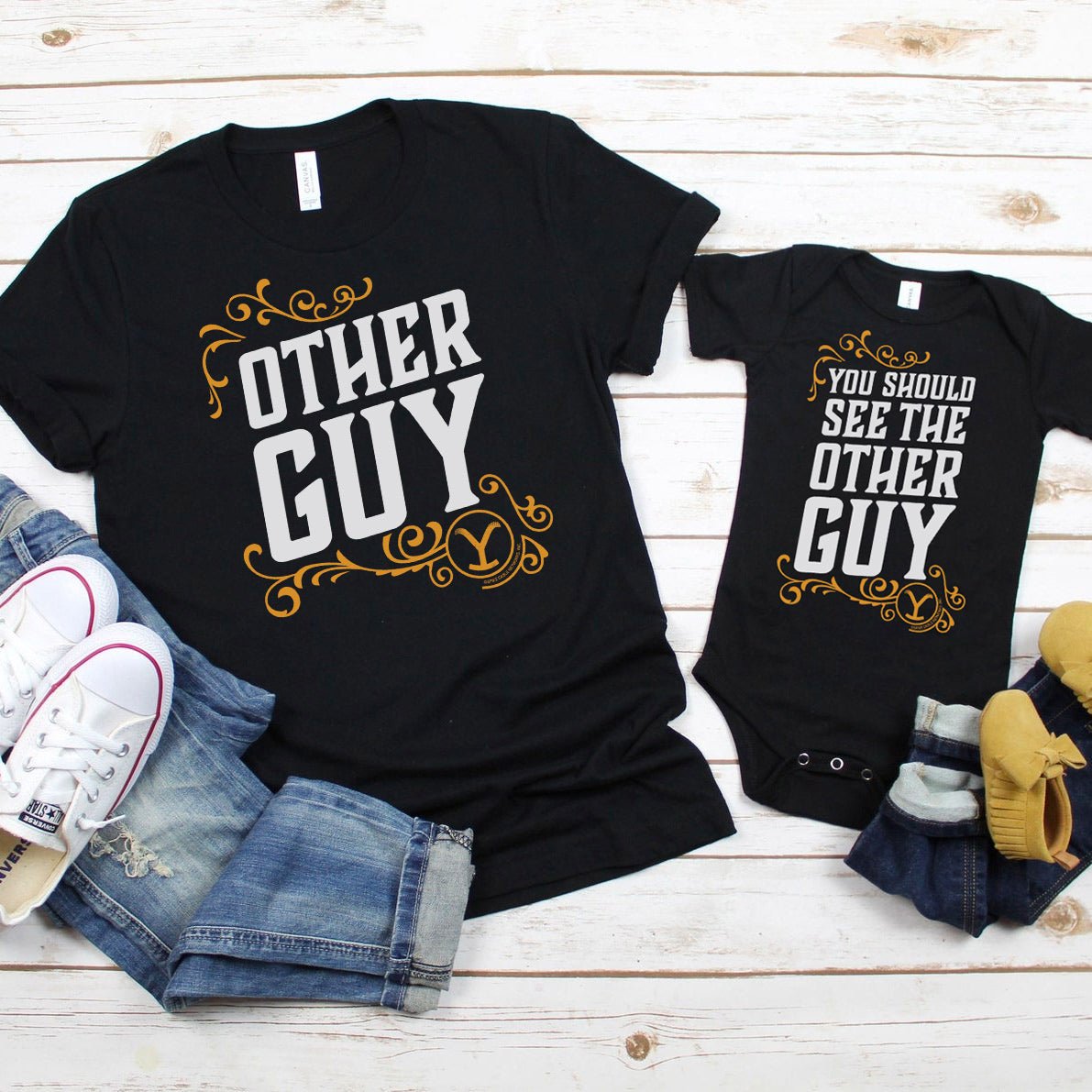 Yellowstone Other Guy Parent T-Shirt + Baby Bodysuit Bundle – Paramount ...