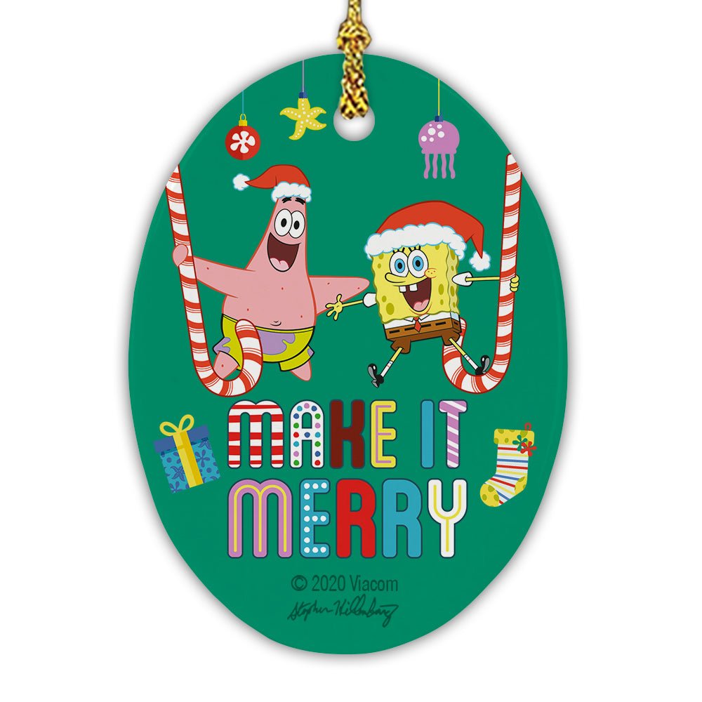SpongeBob SquarePants Make It Merry Oval Ceramic Ornament – Paramount Shop